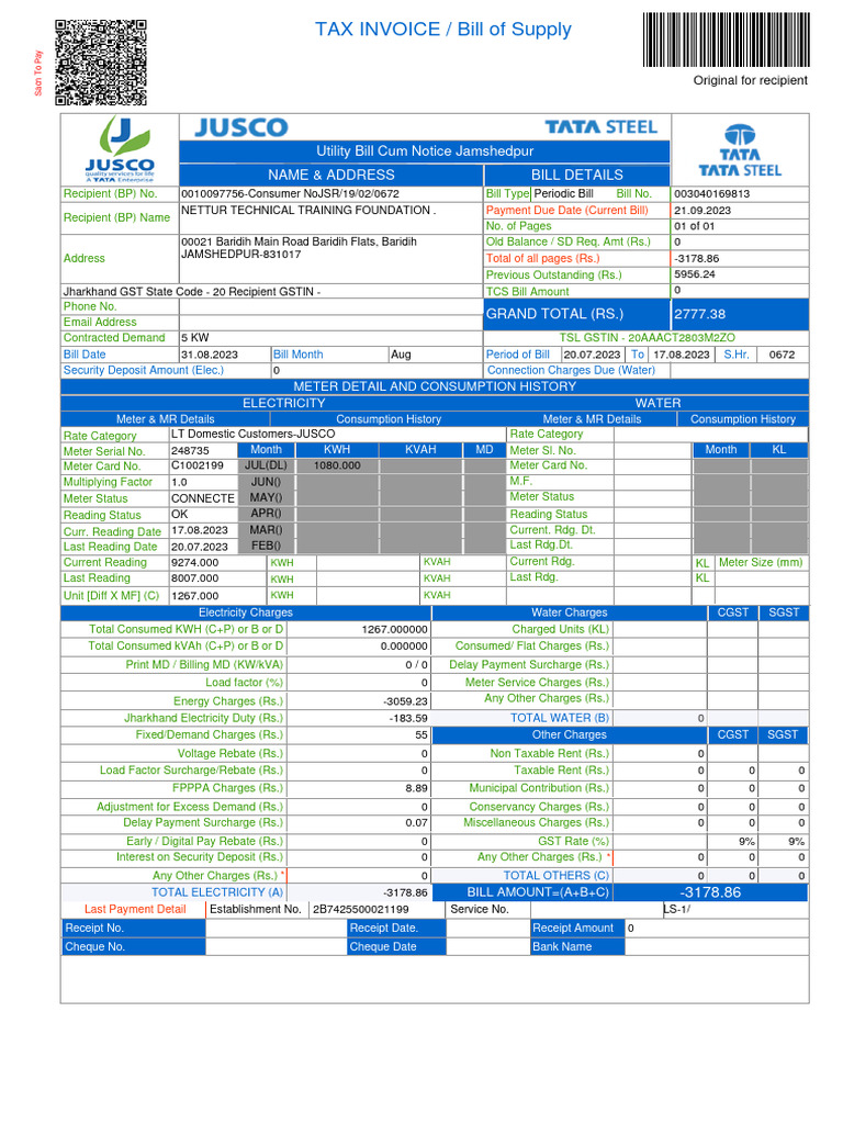 31/08/2023 ElectricBill | PDF | Payments