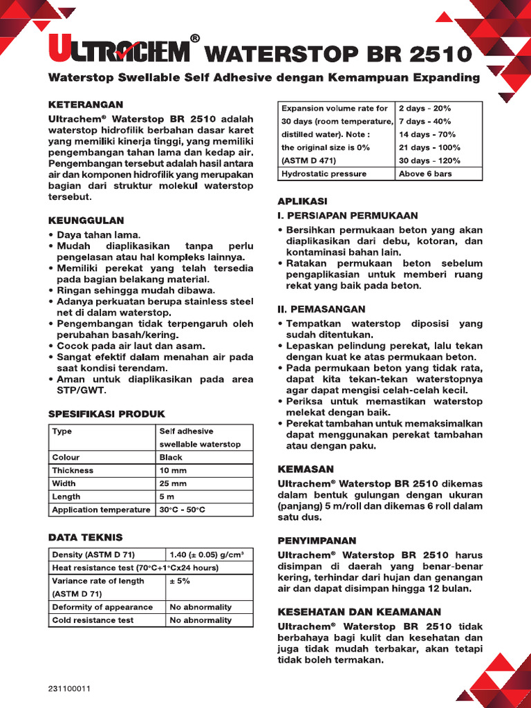 Ultrachem Waterstop BR 2510 (11 Nov 2023) - P | PDF