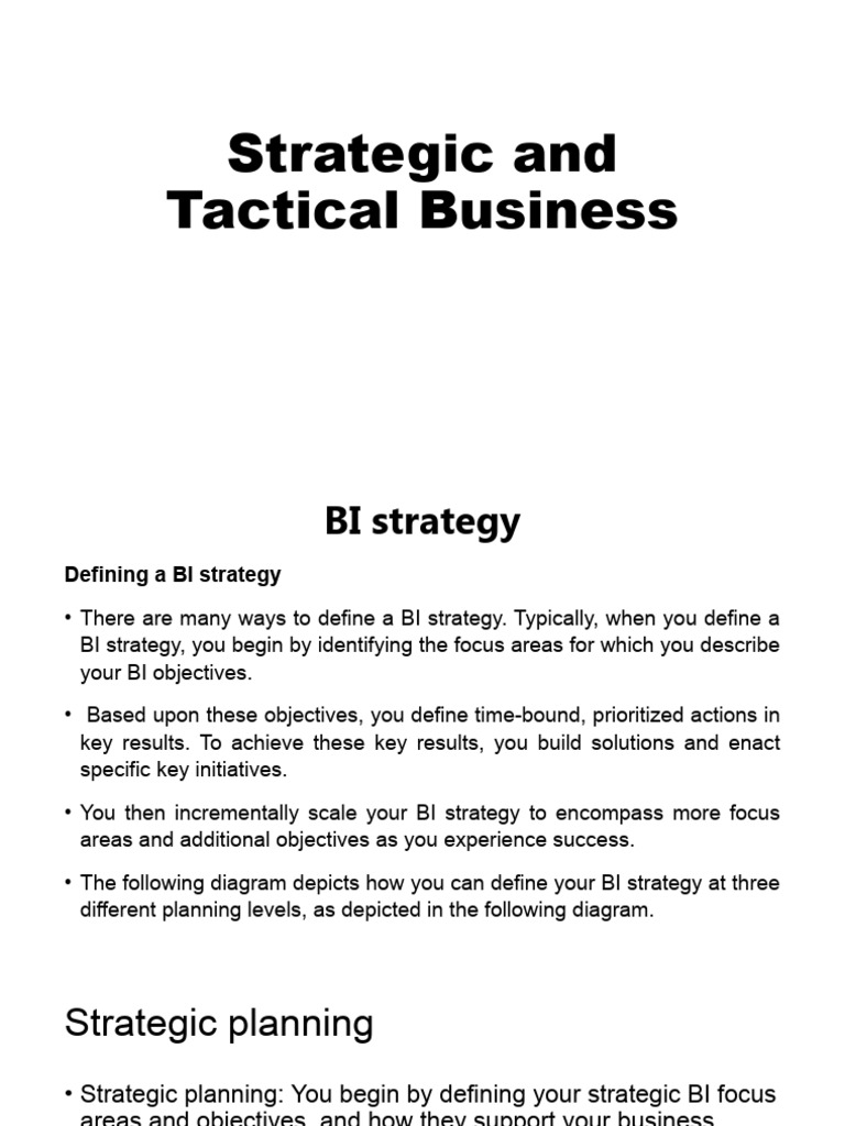 Bi Strategy | PDF | Business Analysis | Goal