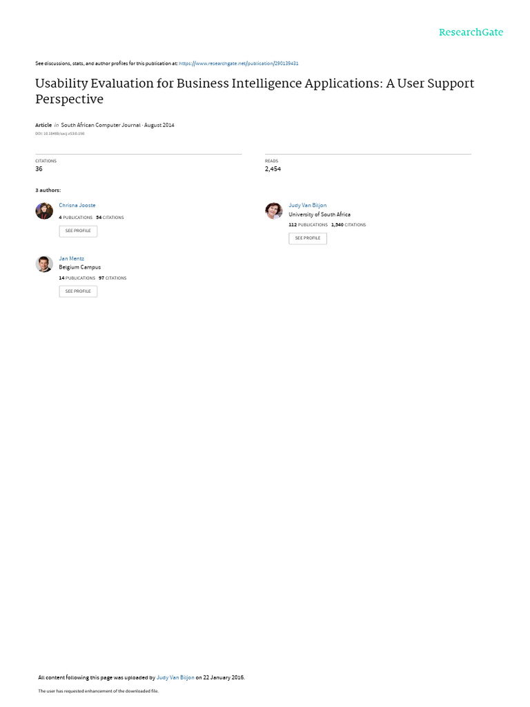 Usability Evaluation For Business Intelligence App | PDF | Usability | User Experience