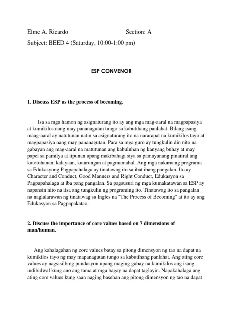 Esp Special Reflection | PDF