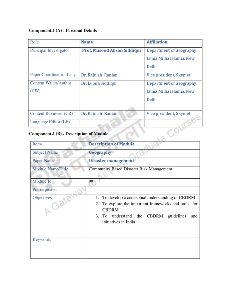 Community Based Disaster Risk Management | Download Free PDF ...