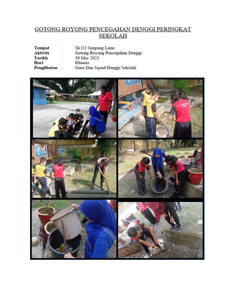 GOTONG ROYONG PENCEGAHAN DENGGI PERINGKAT SEKOLAH | PDF