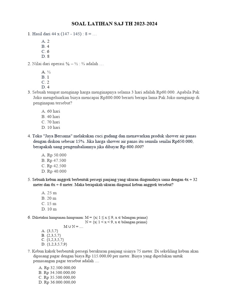 Contoh Soal Saj 2324 | PDF