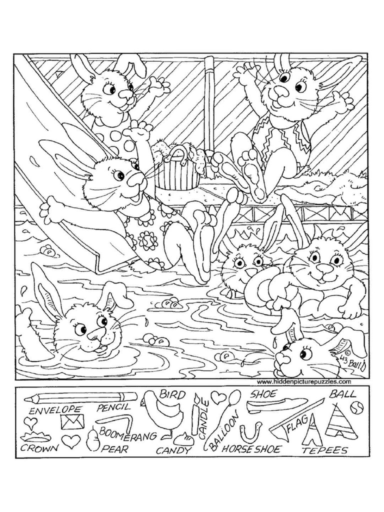 Hidden-Pictures - Bunnies Swimming | PDF