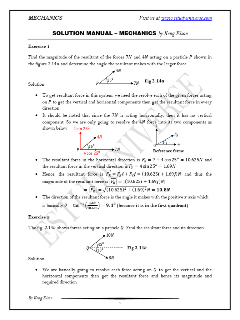 Solution Manual - Mechanics - 084634 | PDF | Force | Tension (Physics) Solution Manual - Mechanics - 084634 | PDF | Force | Tension (Physics)