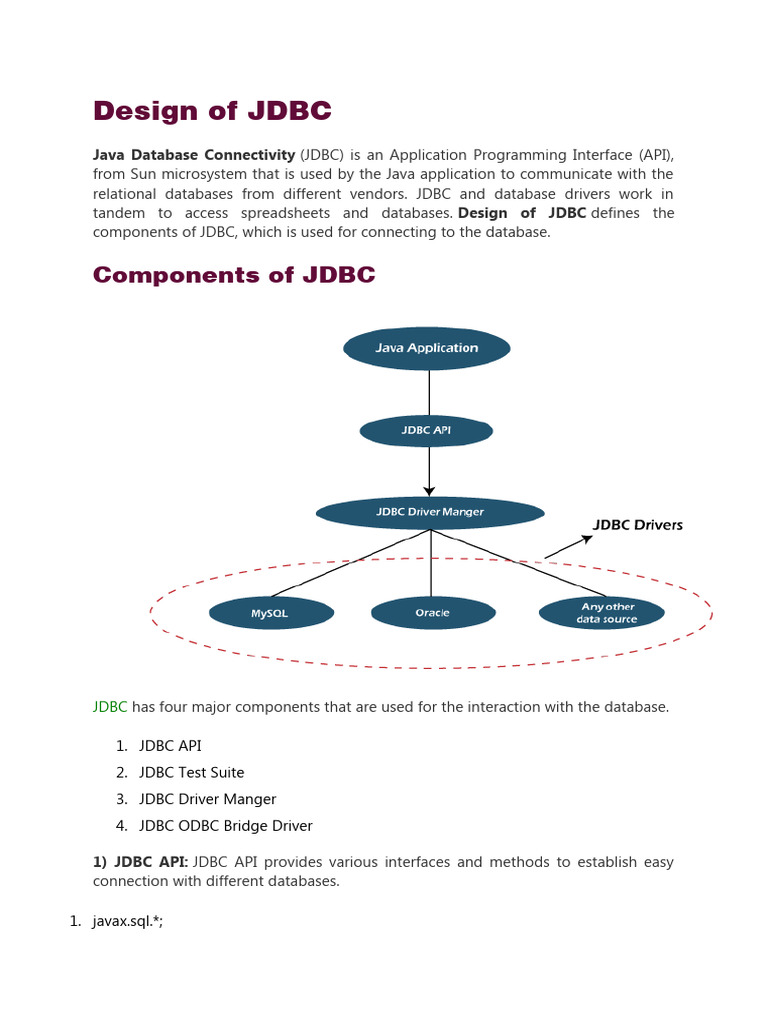 Architecture Design of JDBC | PDF | Databases | Software Development