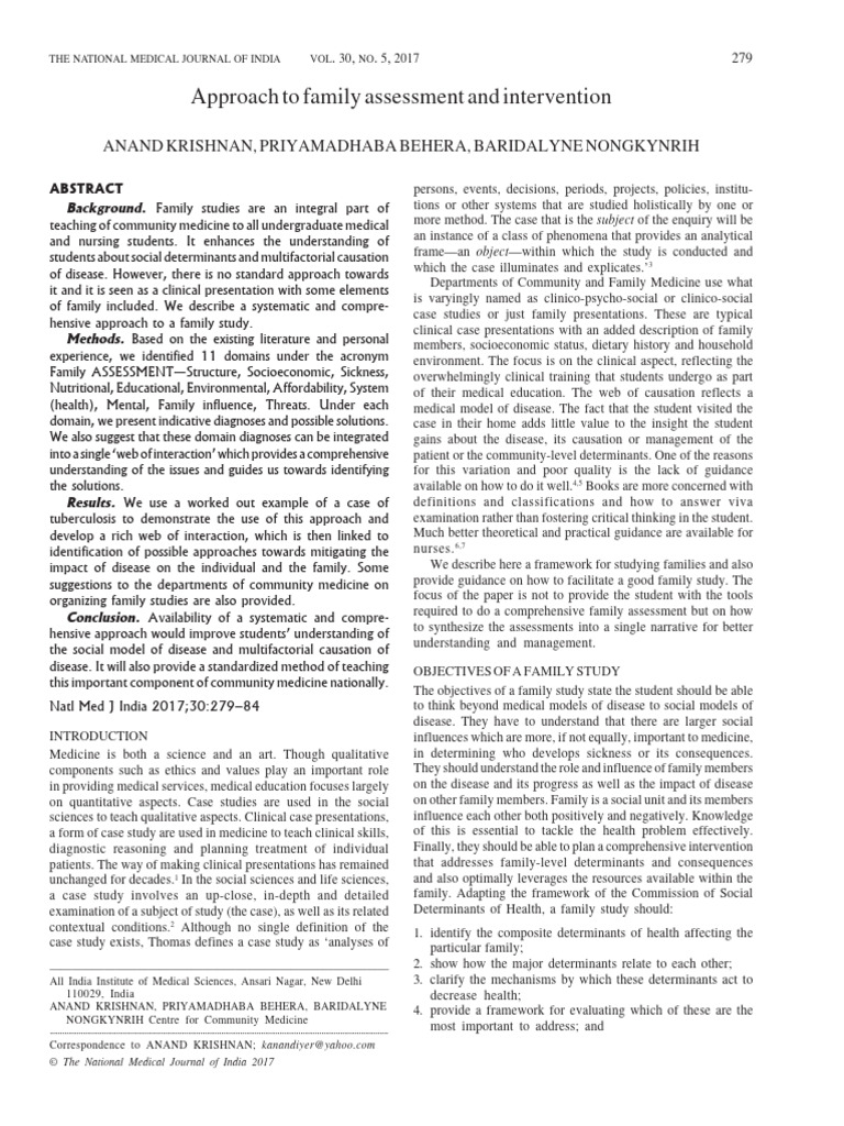 Approach To Family Assessment and Intervention | PDF | Medicine ...