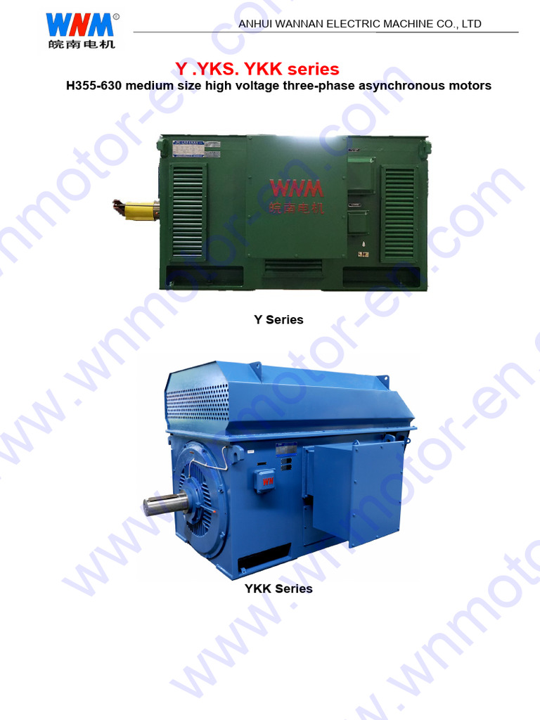 Y .YKS. YKK Series: H355-630 Medium Size High Voltage Three-Phase Asynchronous Motors | PDF ...