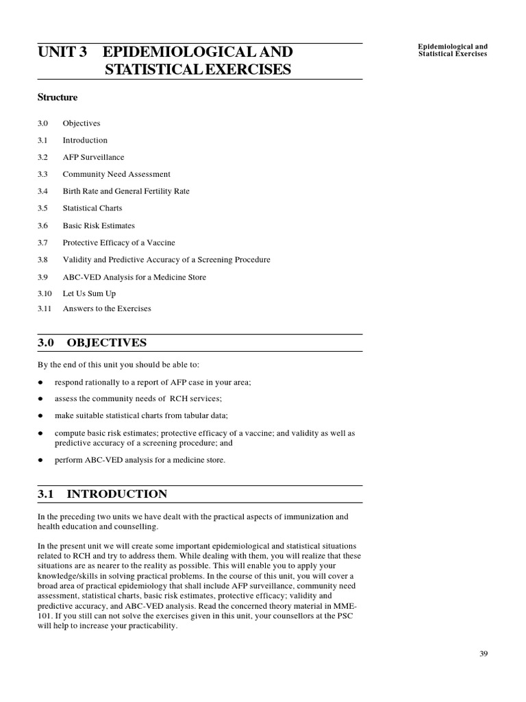 Unit 3 Epi and Stat Ex | PDF | Sensitivity And Specificity | Measles