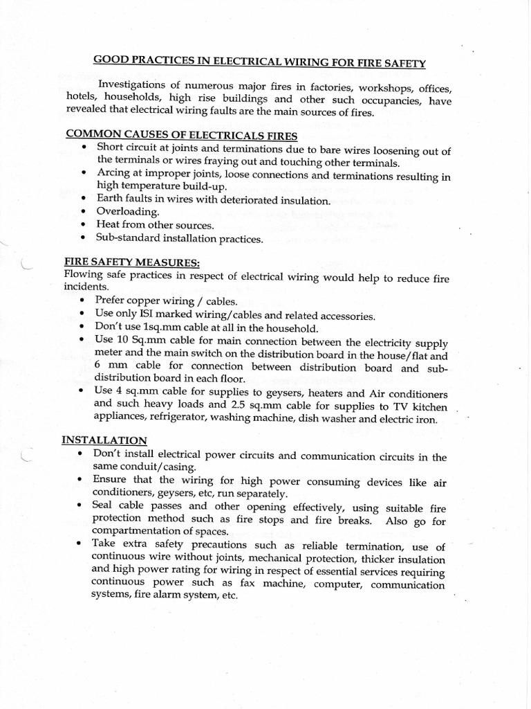 Good Practices in Electrical Wiring For Fire Safety-2 | PDF | Ac Power ...