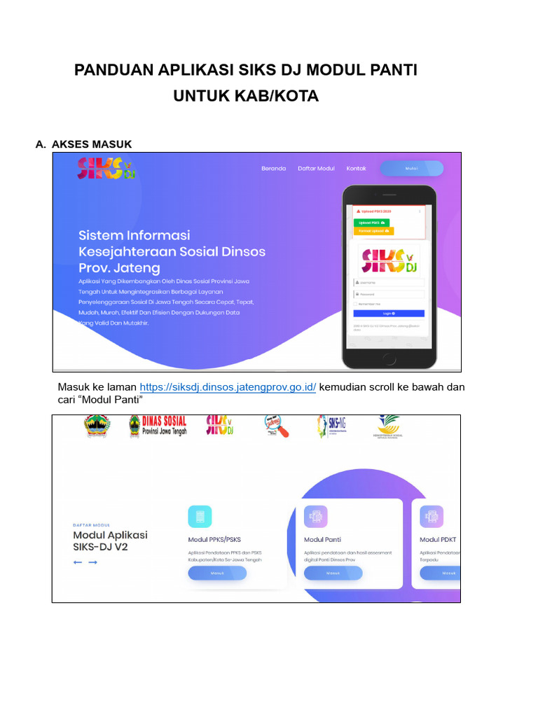 Panduan Aplikasi Siks DJ Modul Panti - Untuk Kab Kota | PDF ...