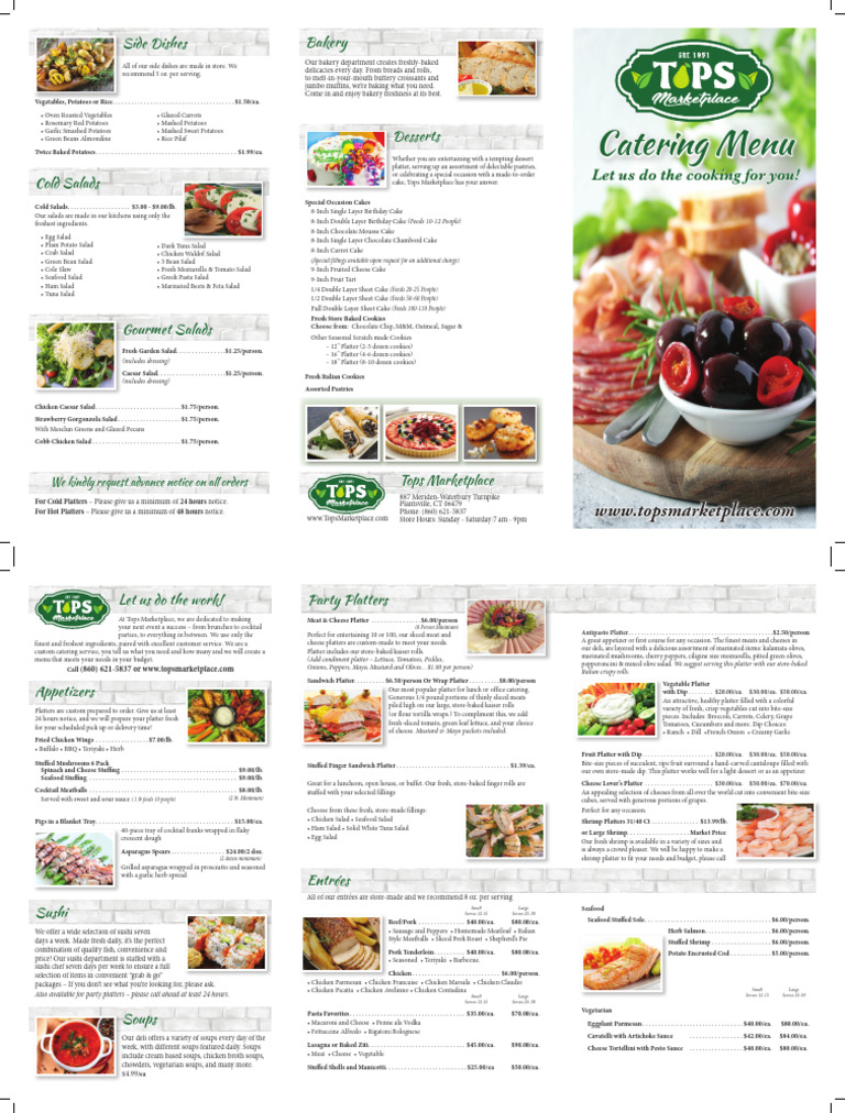 Tops Catering Menu2021 | PDF | Salad | Cakes