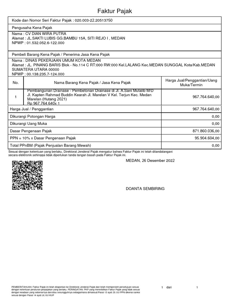 Faktur CV - Dian Wira Hutang 2021 | PDF