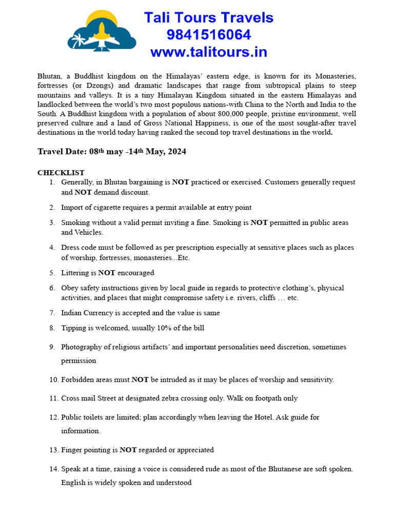 Bhutan Tour Package Pdf Bhutan Himalayas