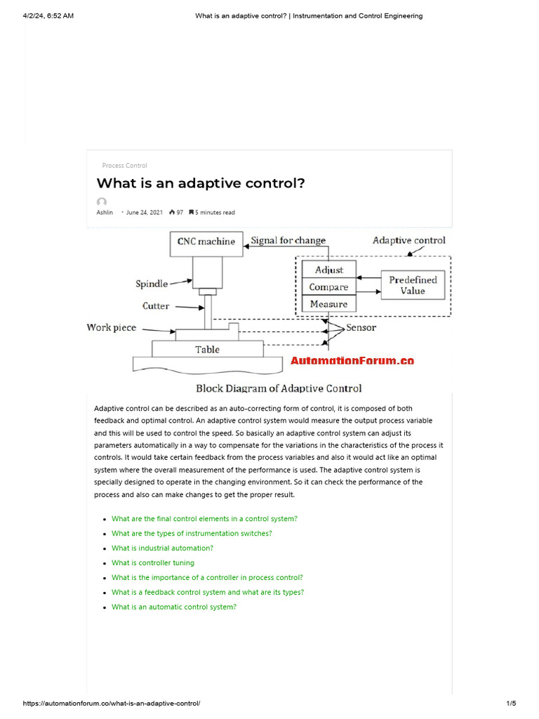 What Is An Adaptive Control - Instrumentation and Control Engineering ...