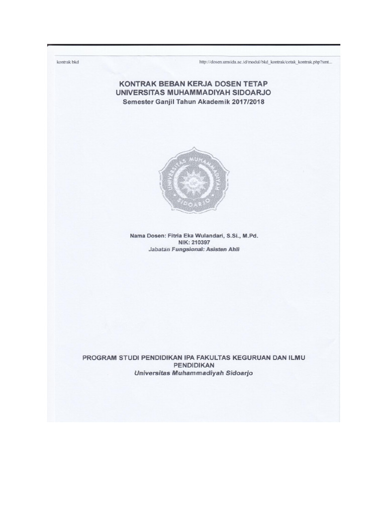 Kontrak BKD Fitria Eka | PDF