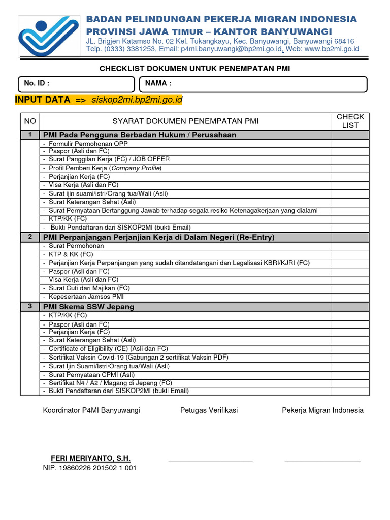 Form Permohonan Mandiri, SSW Dan Re-Entry JATIM-1 | PDF