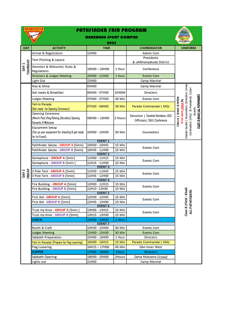 Final Adventurer and Pathfinder Fair Program 28.09.23 | PDF