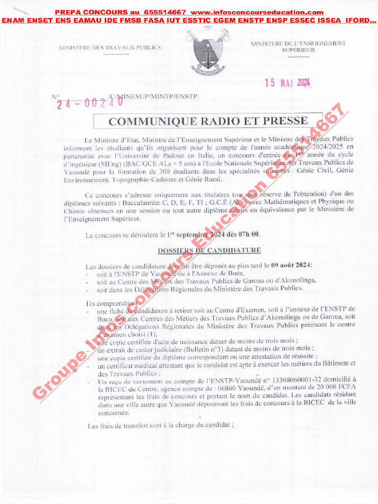 Concours Enstp 2024 Meng | PDF