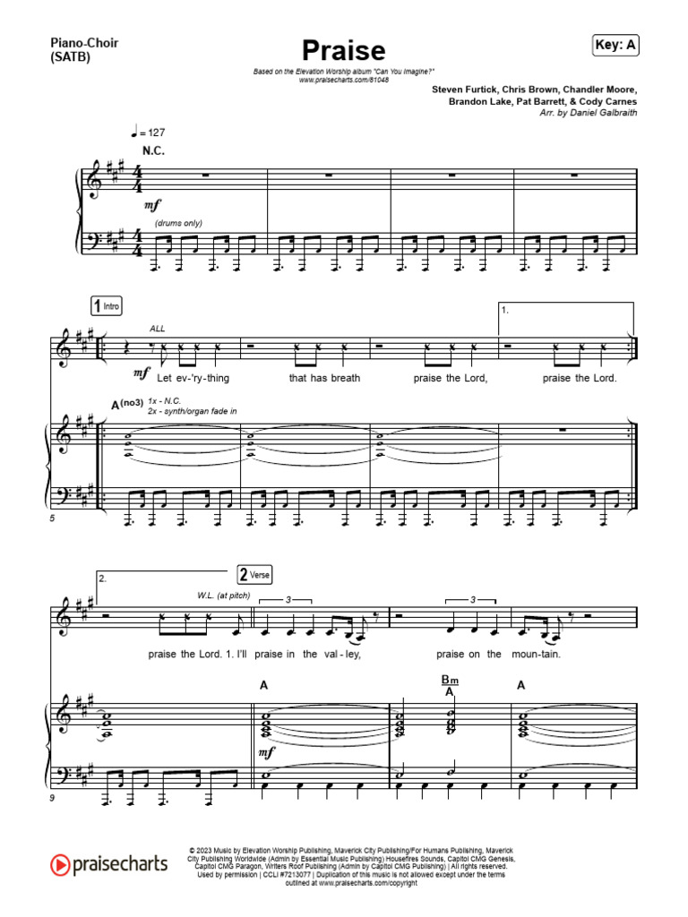 Praise (Elevation Wo... ) Piano Choir (SATB) | PDF