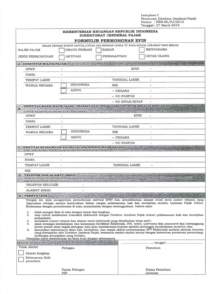 Formulir Efin Baru | PDF