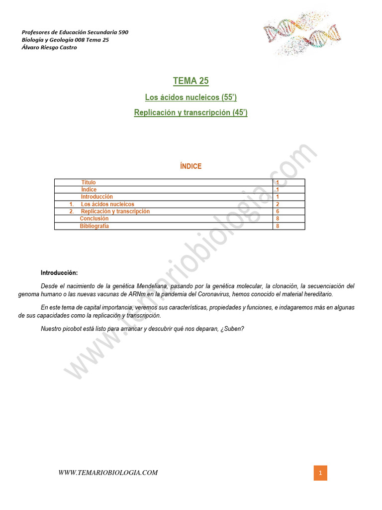 TEMA 25 LOMLOE 2023 2024 - Signed | PDF | Rna | Adn
