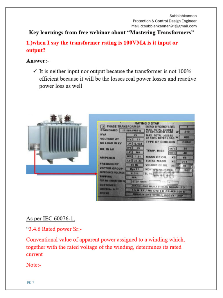 Key Insights on Transformer Ratings | PDF | Transformer | Ac Power