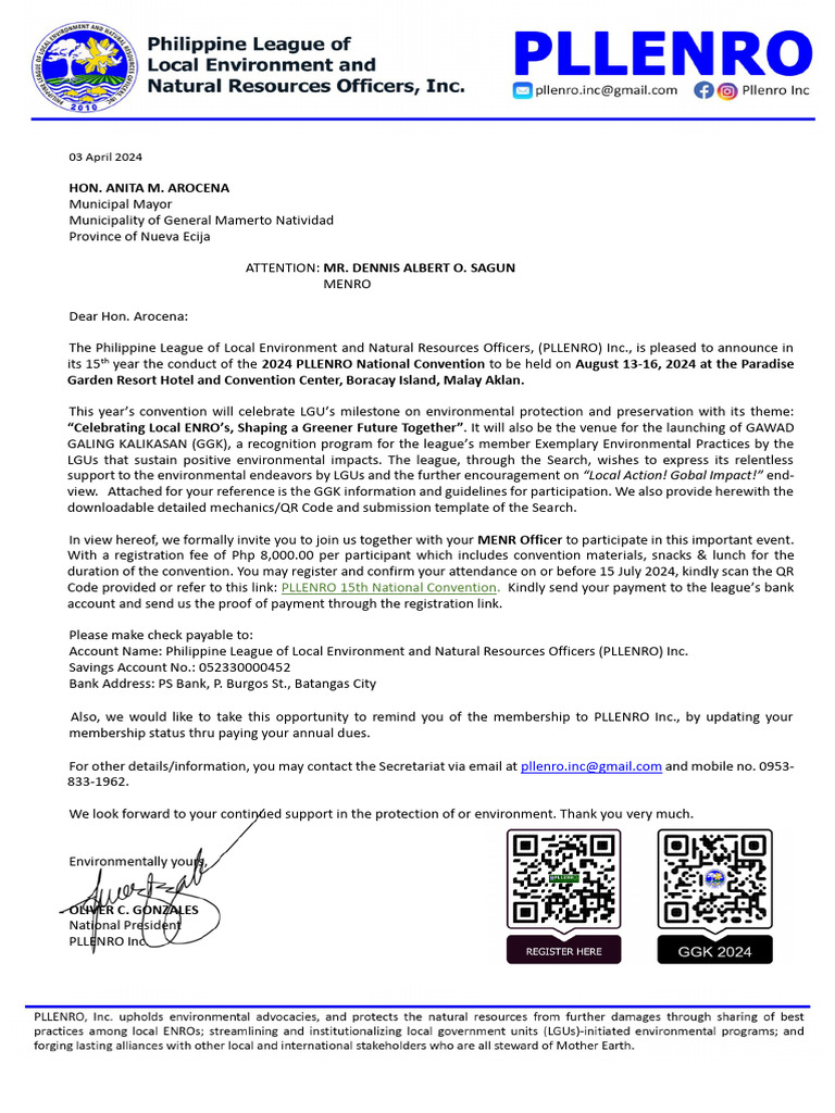 2024 PLLENRO National Convention Invite | PDF