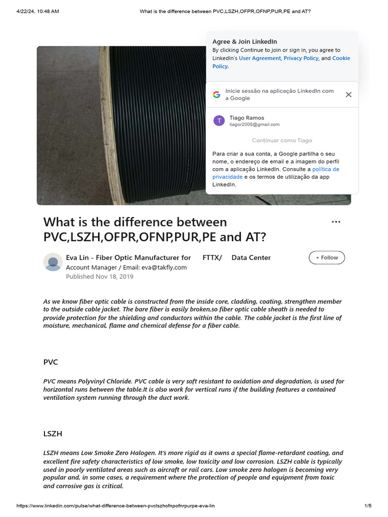 What Is The Difference Between PVC, LSZH, OFPR, OFNP, PUR, PE and AT ...