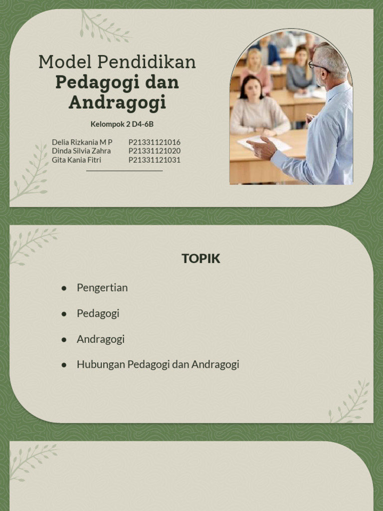 Kelompok 2 - Model Pendidikan Pedagogi Dan Andragogi | PDF | Karier ...