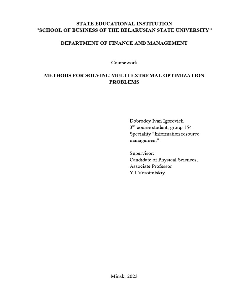 Multi-Extremal Optimization Issues | PDF | Mathematical Optimization | Genetic Algorithm