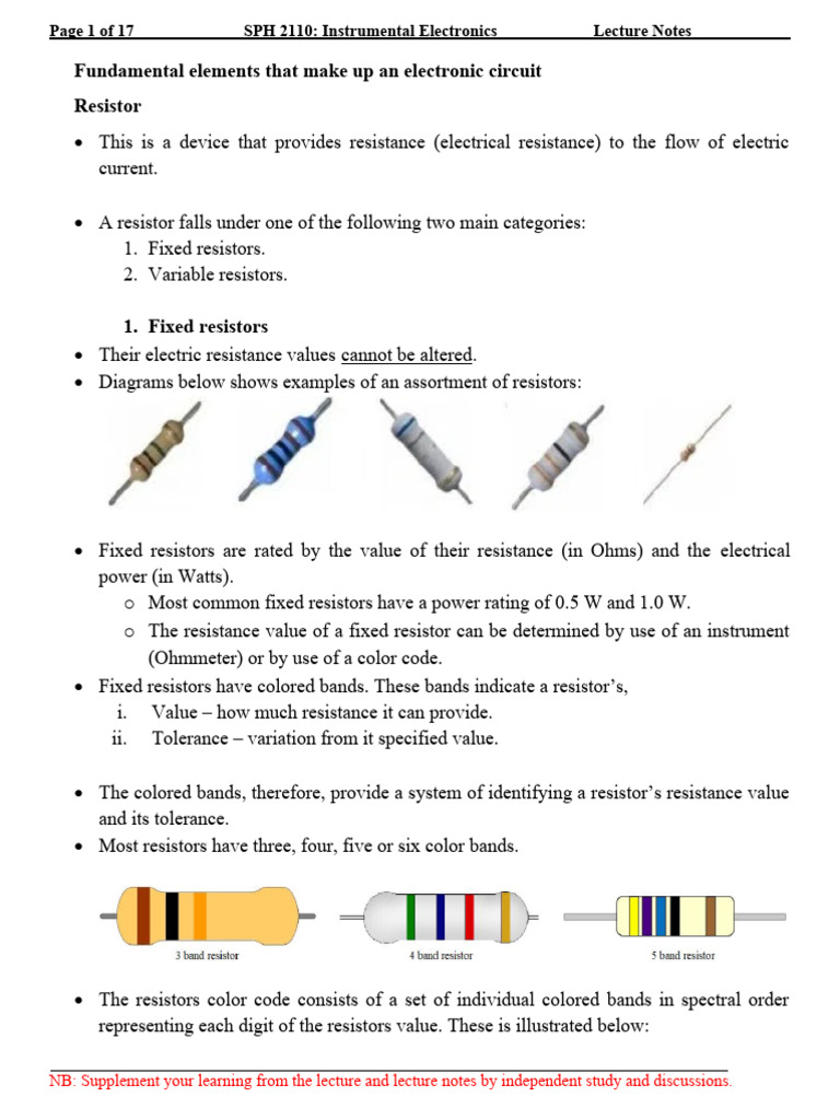 Resistor Basics in Electronic Circuits | PDF | Inductor | Capacitor