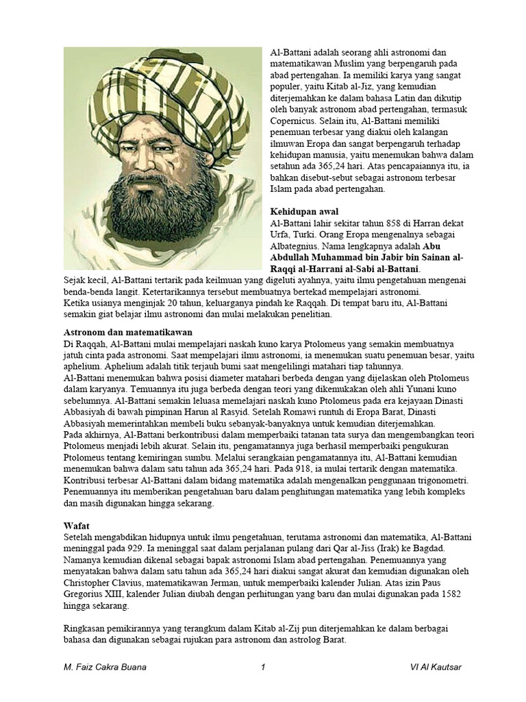 Biografi Al-Battani: Astronom Islam Terkenal | PDF