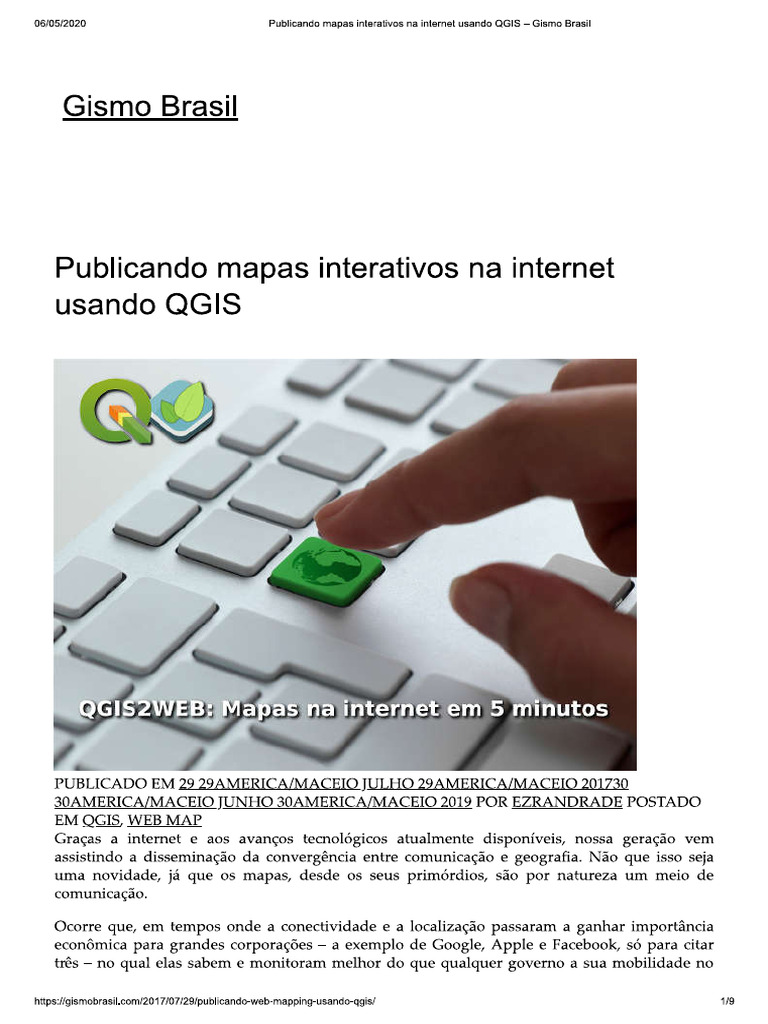Publicando Mapas Interativos Na Internet Usando QGIS – Gismo Brasil | PDF