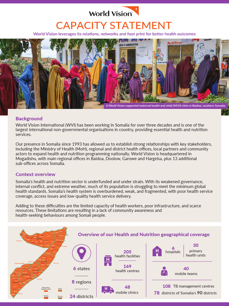 Health and Nutrition Capacity Statement | PDF | Somalia | Health Care