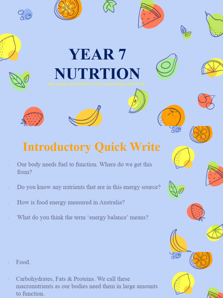 Year 7 Nutrition Guide | PDF | Food Energy | Fat