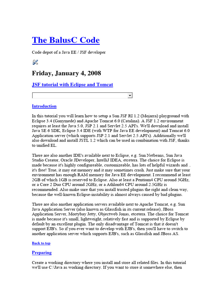 The BalusC Code - JSF Tutori.. | PDF | Java (Programming Language ...