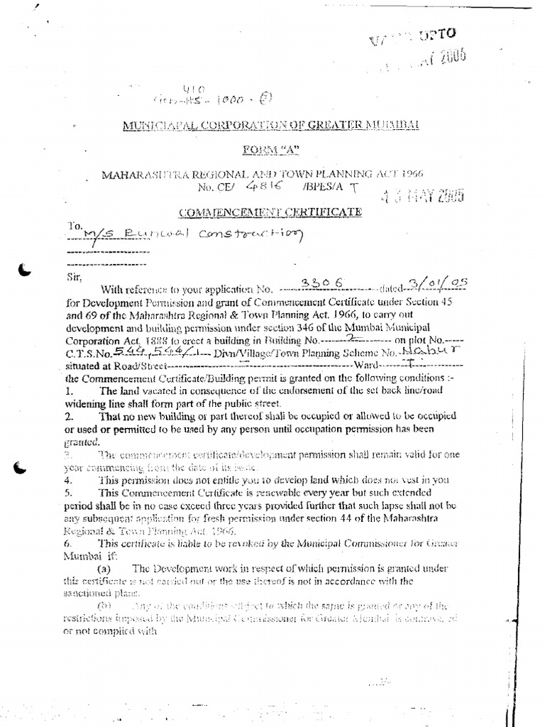 2 Commencement Certificates - NA Order For Plotted Development | PDF