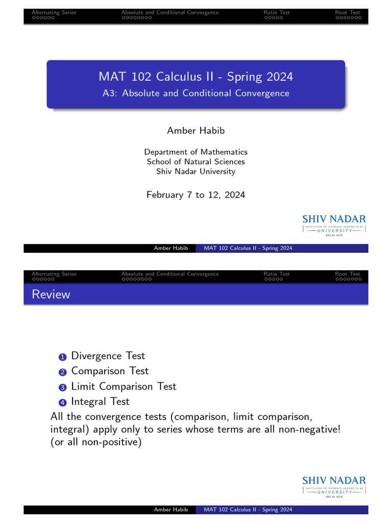 Absoluteand Conditional Convergence | PDF | Series (Mathematics ...