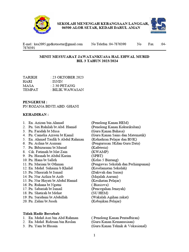 2.3 Agenda Mesyuarat Hem Bil 3 2023 | PDF
