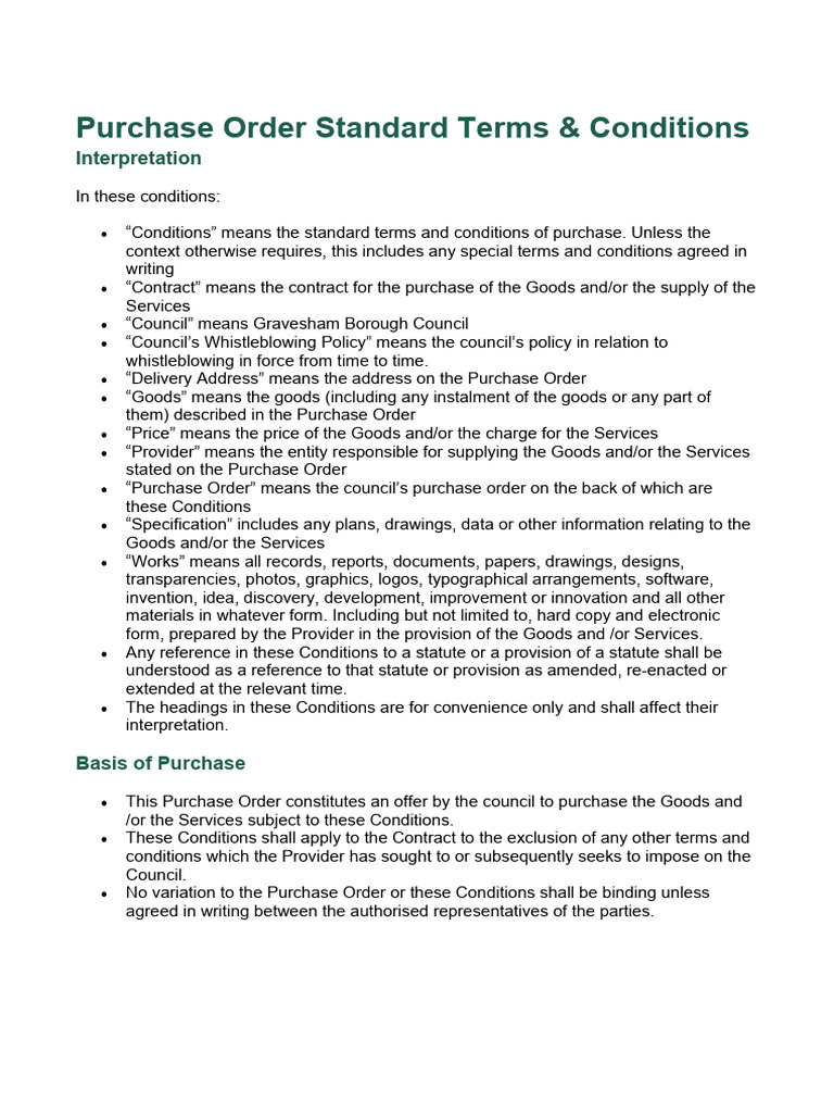 Gravesham Council Purchase Order Terms | PDF | Value Added Tax | Invoice