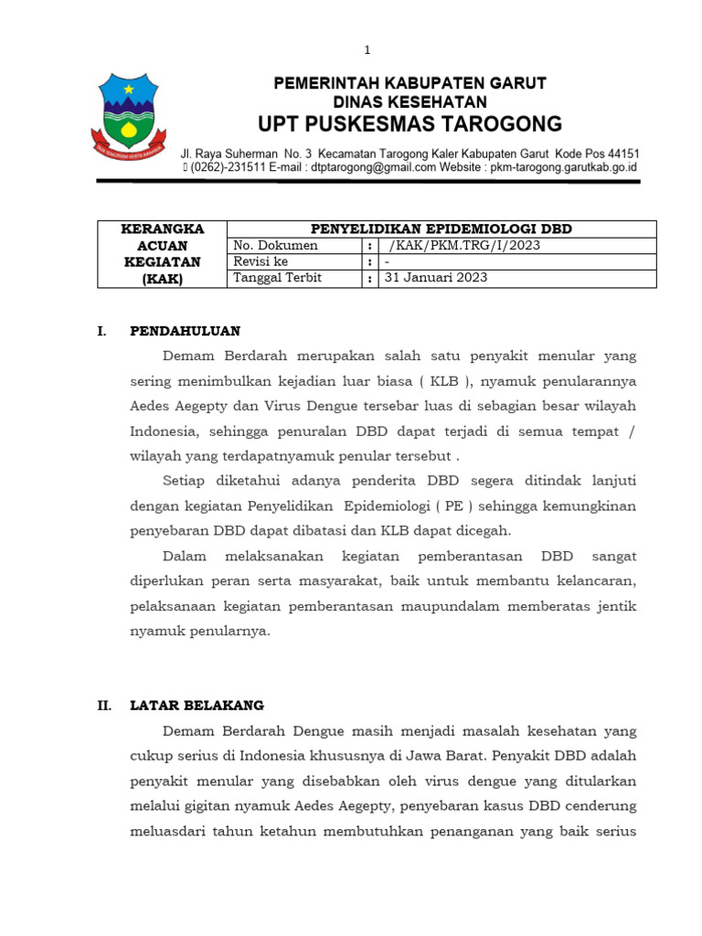 Bagi Bagi KAK Penyelidikan Epidemiologi DBD | PDF