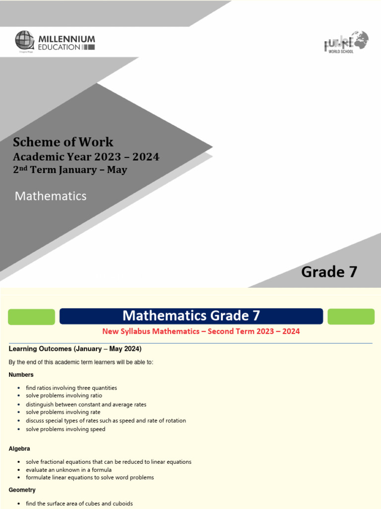 Second Term Scheme of Work Grade 7 Math | PDF | Shape | Triangle