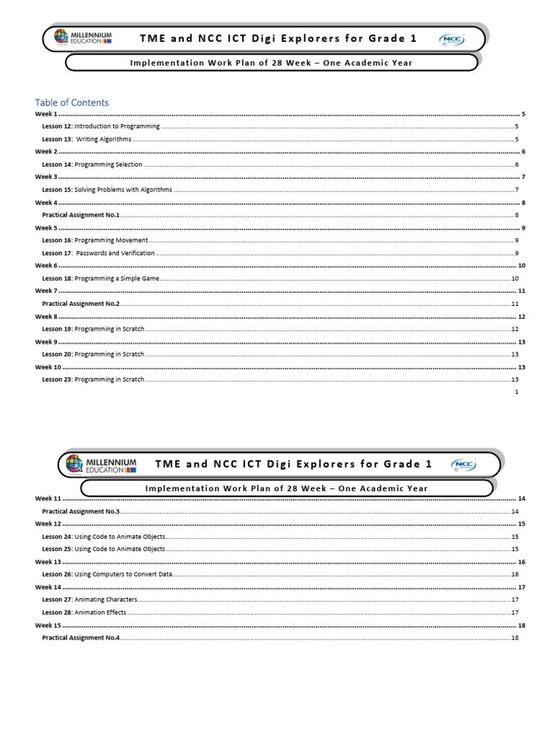 NCC Digi Explorers Grade 1 - Second Term Workplan 2024 | PDF ...
