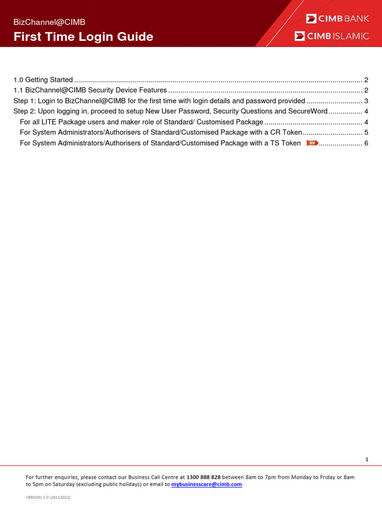 First Time Login to BizChannel@CIMB | PDF | Login | Password
