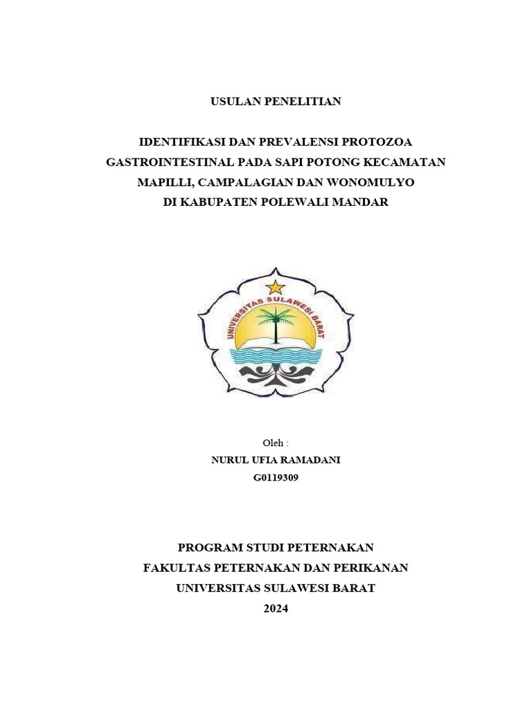 Revisi Nurul Ufia Ramadani USULAN PENELITIAN PREVALENSI PROTOZOA ...