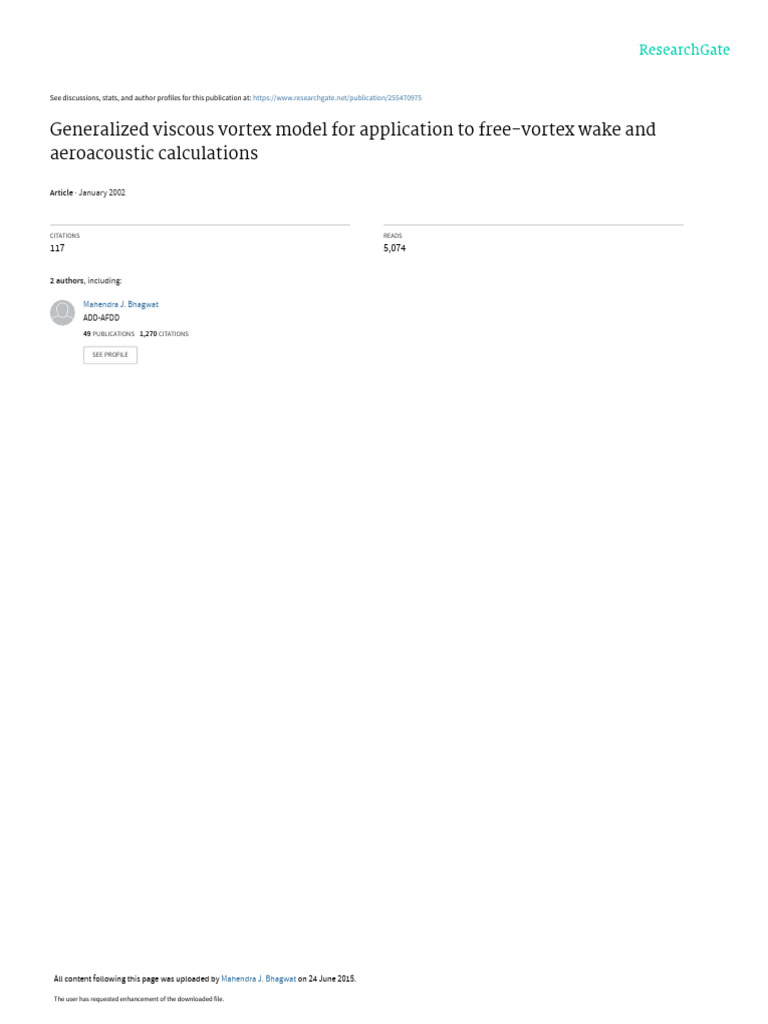 Generalized Viscous Vortex Model For Application T | PDF | Vortices | Turbulence