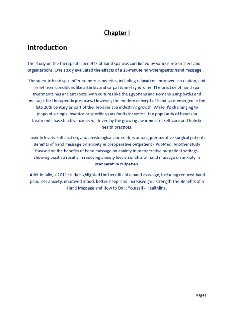Therapeutic Benefits of Hand Spas | PDF | Cognitive Behavioral Therapy ...