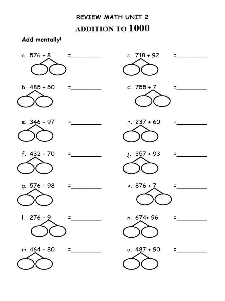 Math Practice: Addition to 1000 | PDF
